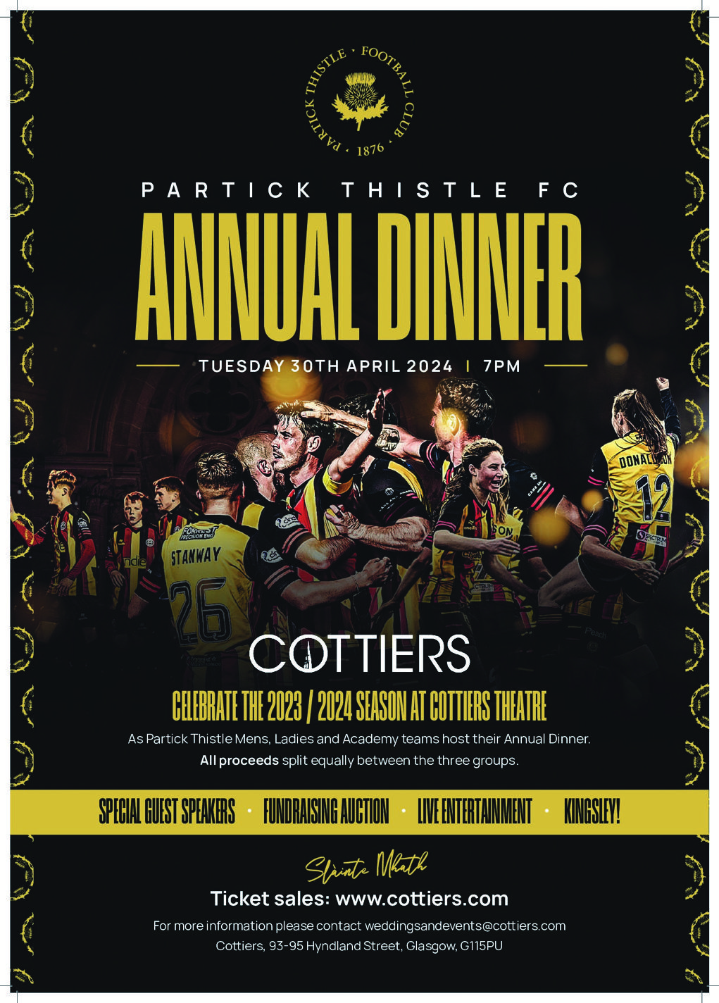 Partick Thistle F.C. Annual Dinner Dance at Cottiers - Glasgow West End