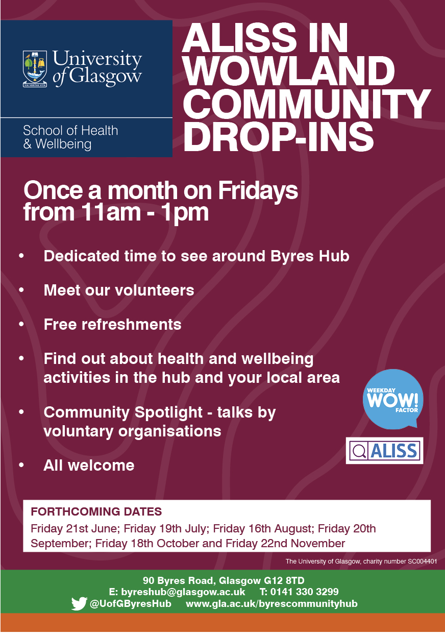 ALISS Drop In - School of Health and Wellbeing - Byres Road Hub ...